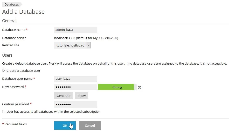 Creating A Database In The Plesk Panel Hostico
