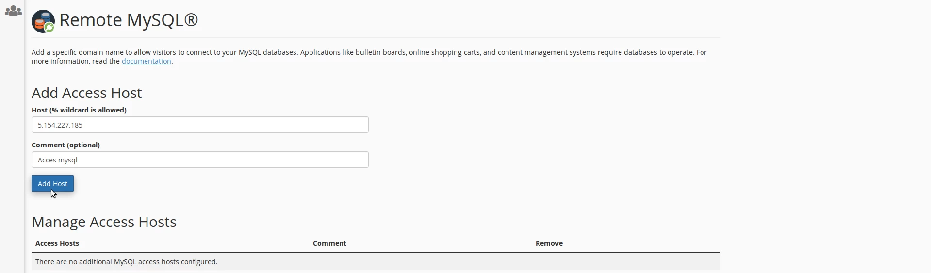 Configuring Remote MySQL® Access in cPanel | Hostico