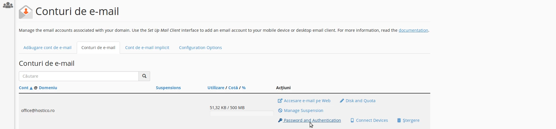 Changing the password of an email address in cPanel | Hostico