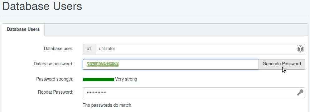 Creating an SQL user in the ISPConfig panel. | Hostico